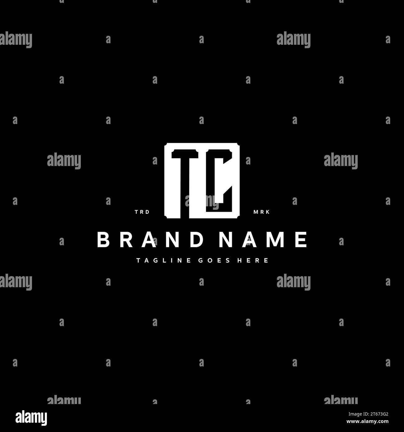 TC monogram logo initials with square rectangular shape isolated on ...