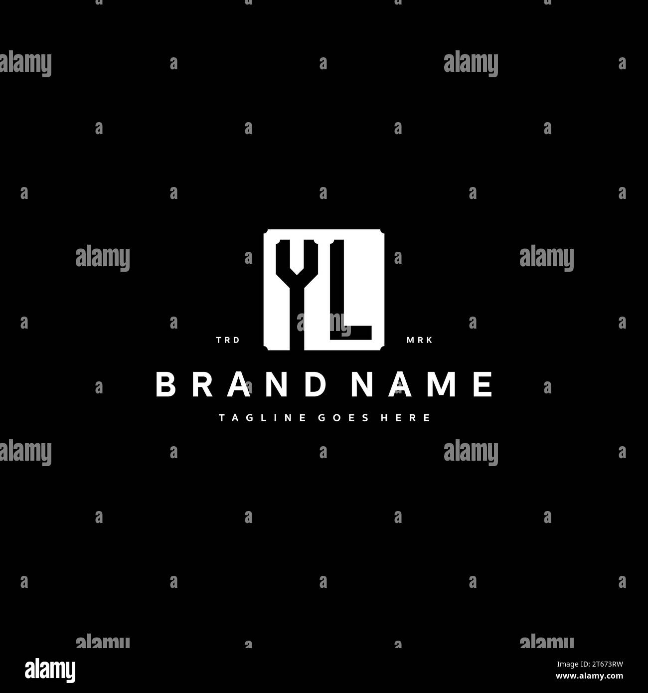 YL monogram logo initials with square rectangular shape isolated on ...