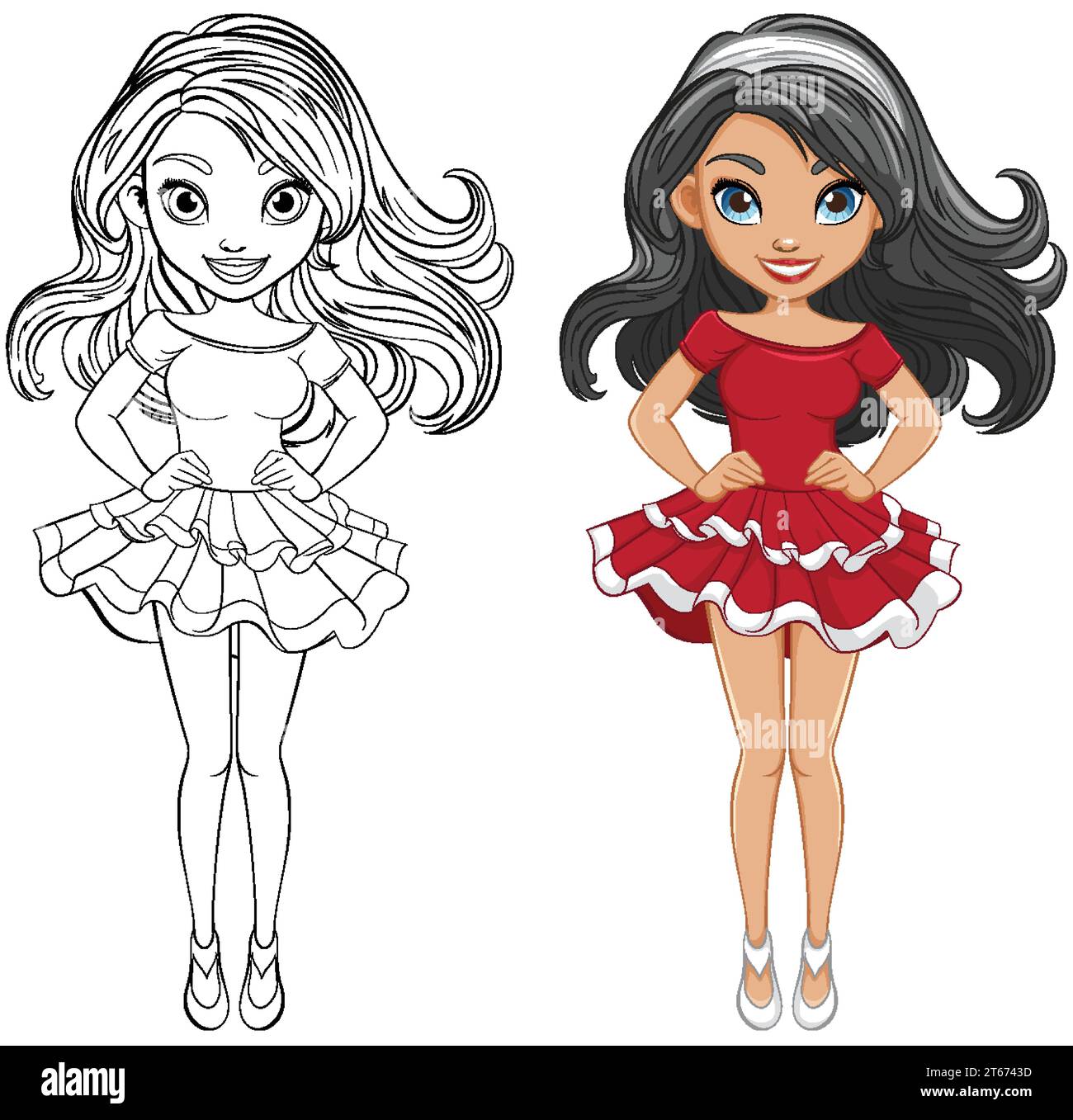 A stunning cartoon character wearing a mini skirt dress Stock Vector ...