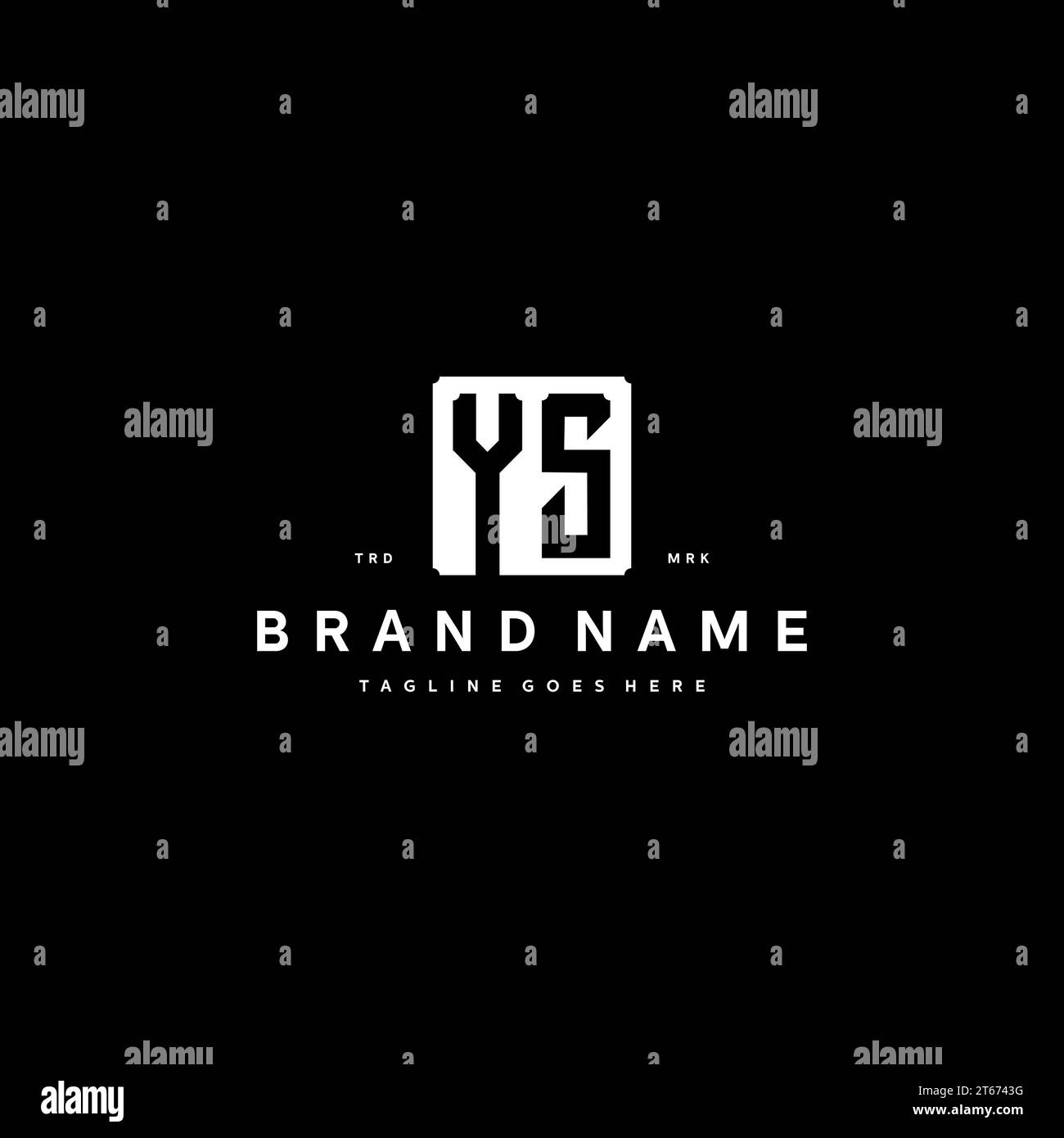 YS monogram logo initials with square rectangular shape isolated on black background initials ...