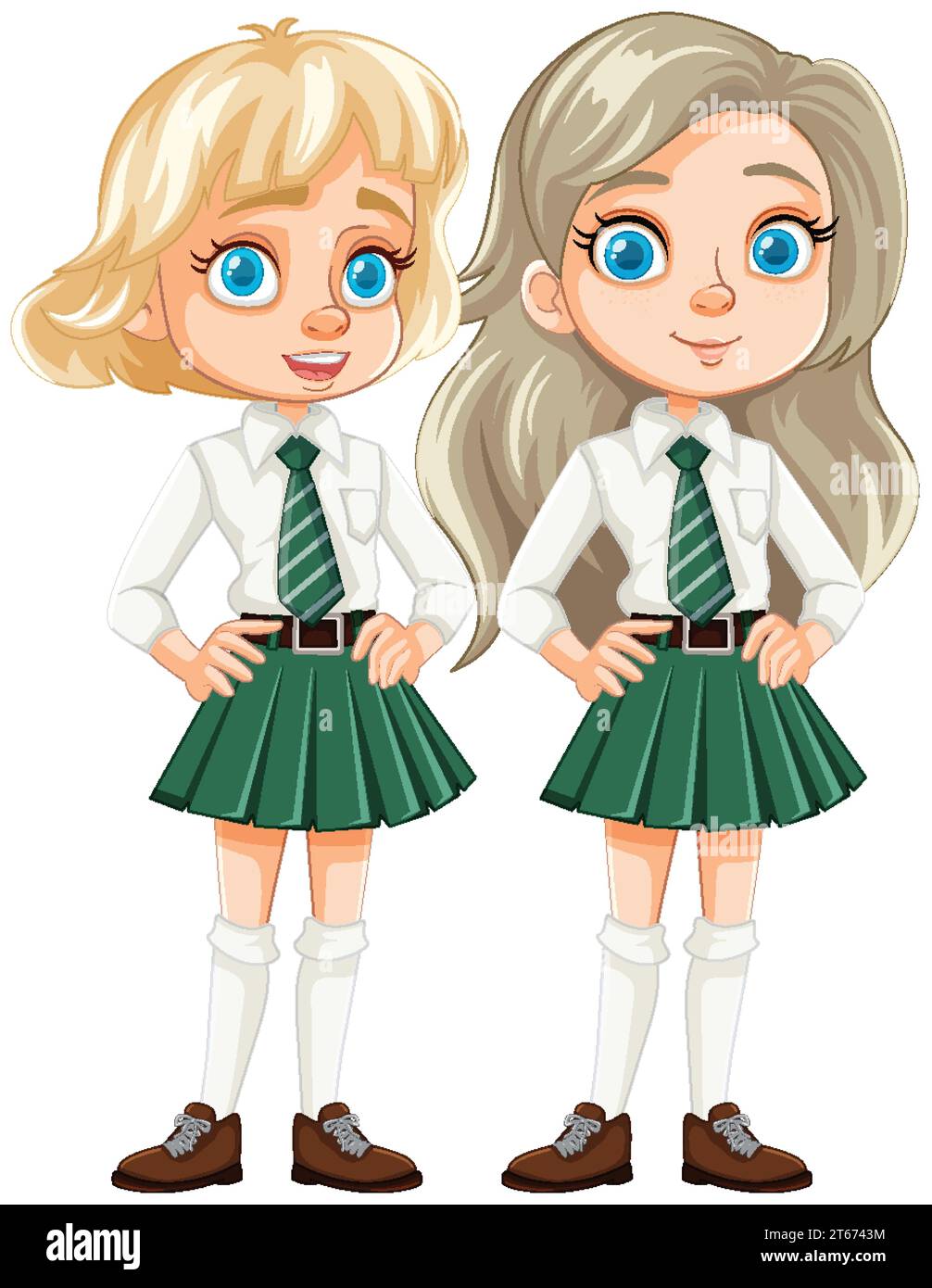 Illustration of two adorable students in school uniform Stock Vector ...