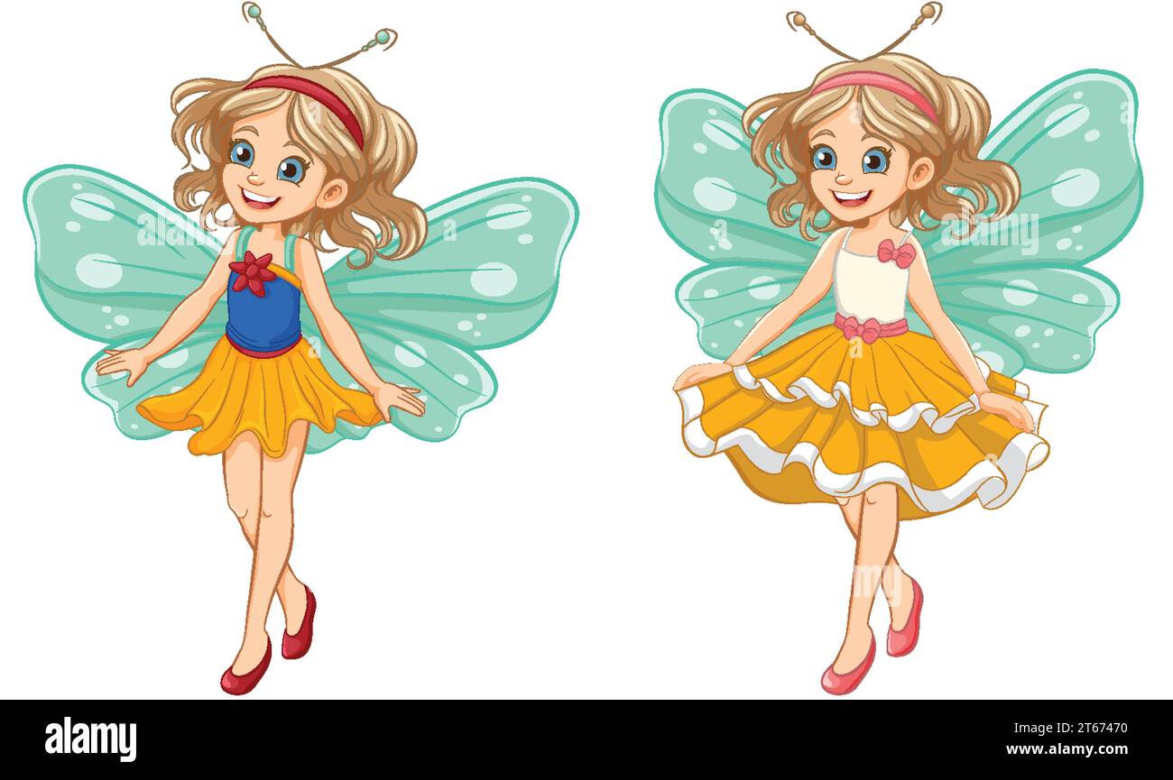 A cute princess fairy in a fantasy cartoon illustration Stock Vector ...