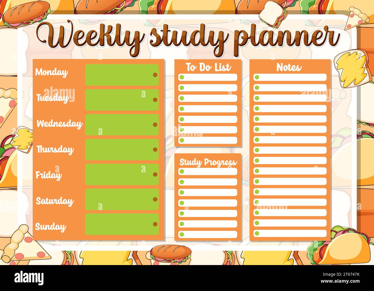 A vector cartoon illustration of a student's lesson plan and to-do list ...