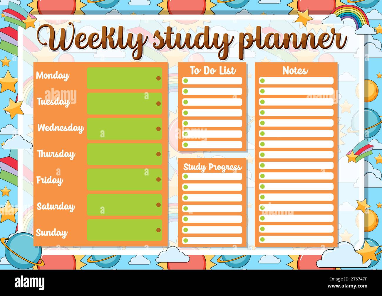A handy template for organizing student lesson plans and tasks Stock ...
