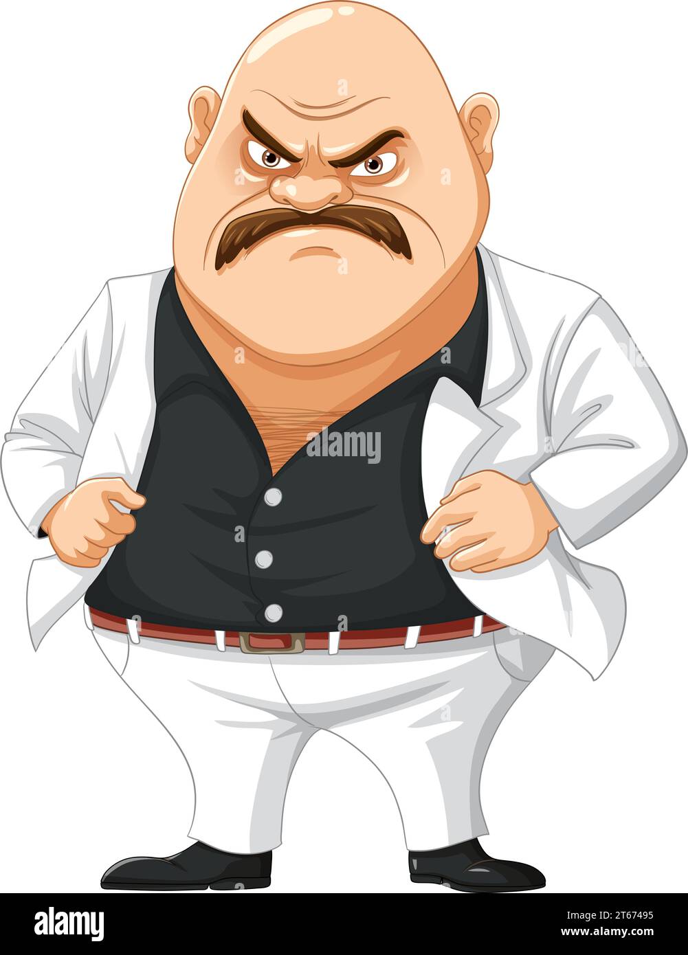 Isolated vector illustration of a middle-aged mafia man with a grumpy ...
