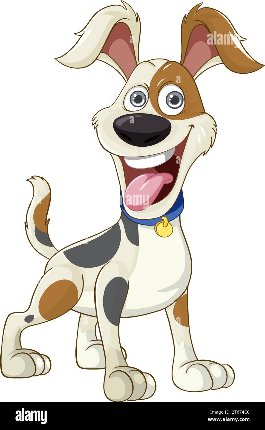 A cute and excited dog standing with a smile and wagging tail Stock ...