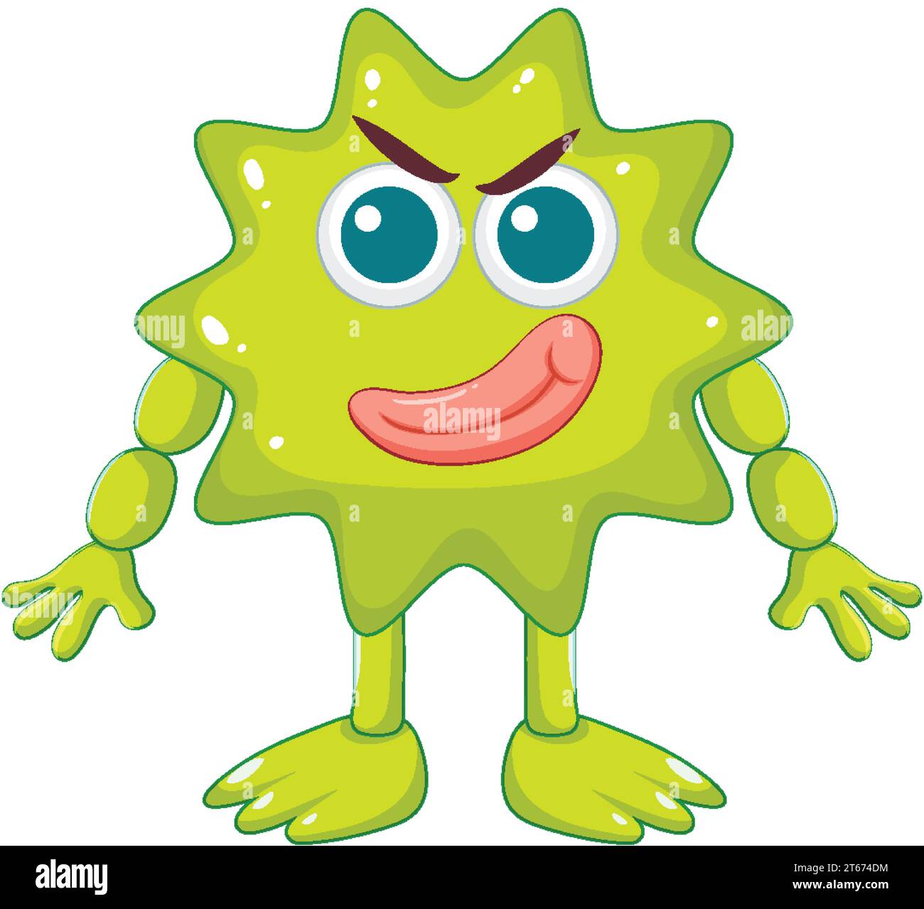 A cute and lovable cartoon character with spiky green features Stock ...