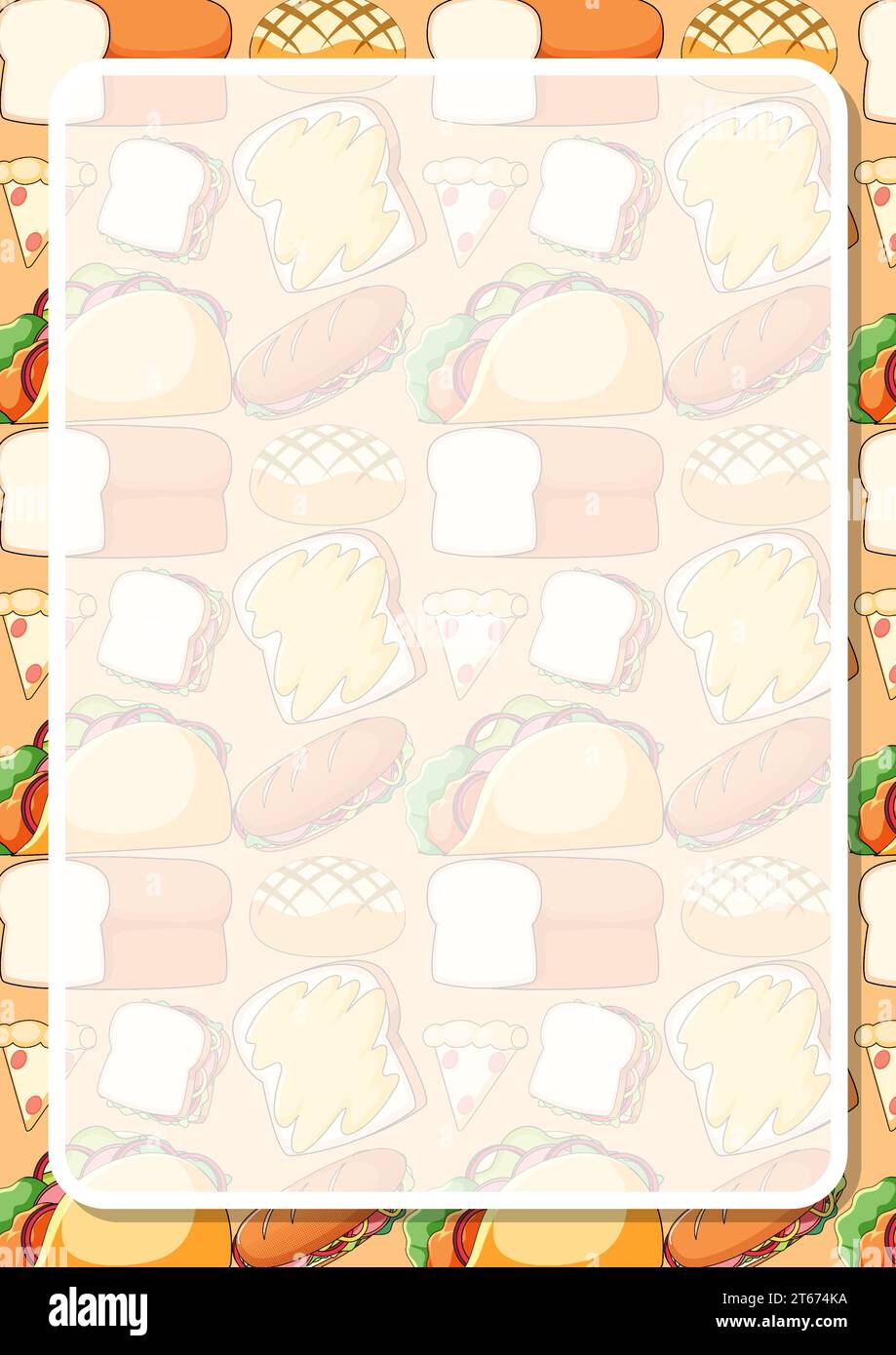 A vector cartoon illustration of a bakery product border template ...