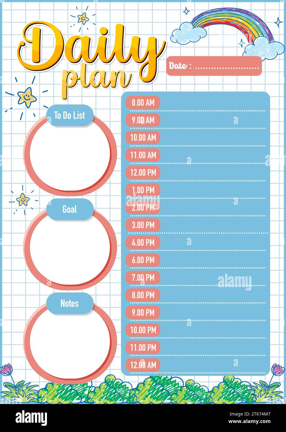 A vector cartoon illustration of a student's lesson plan and to-do list ...
