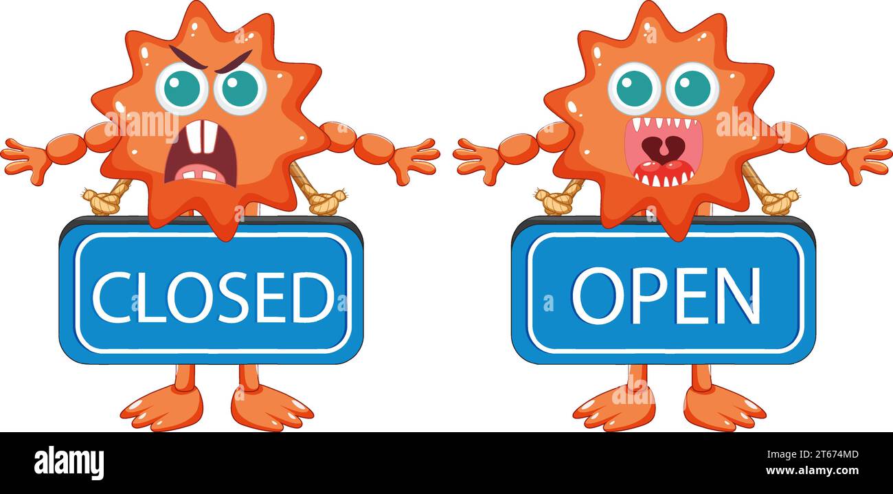 A vector cartoon illustration of a monster character holding an open ...