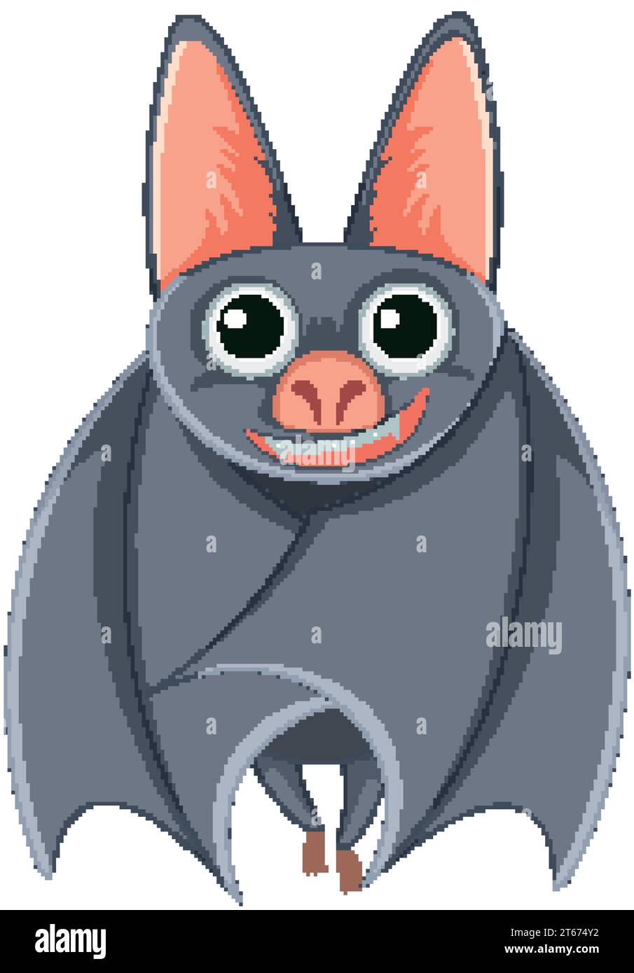 A cute bat cartoon character with wings, flying in a vector ...
