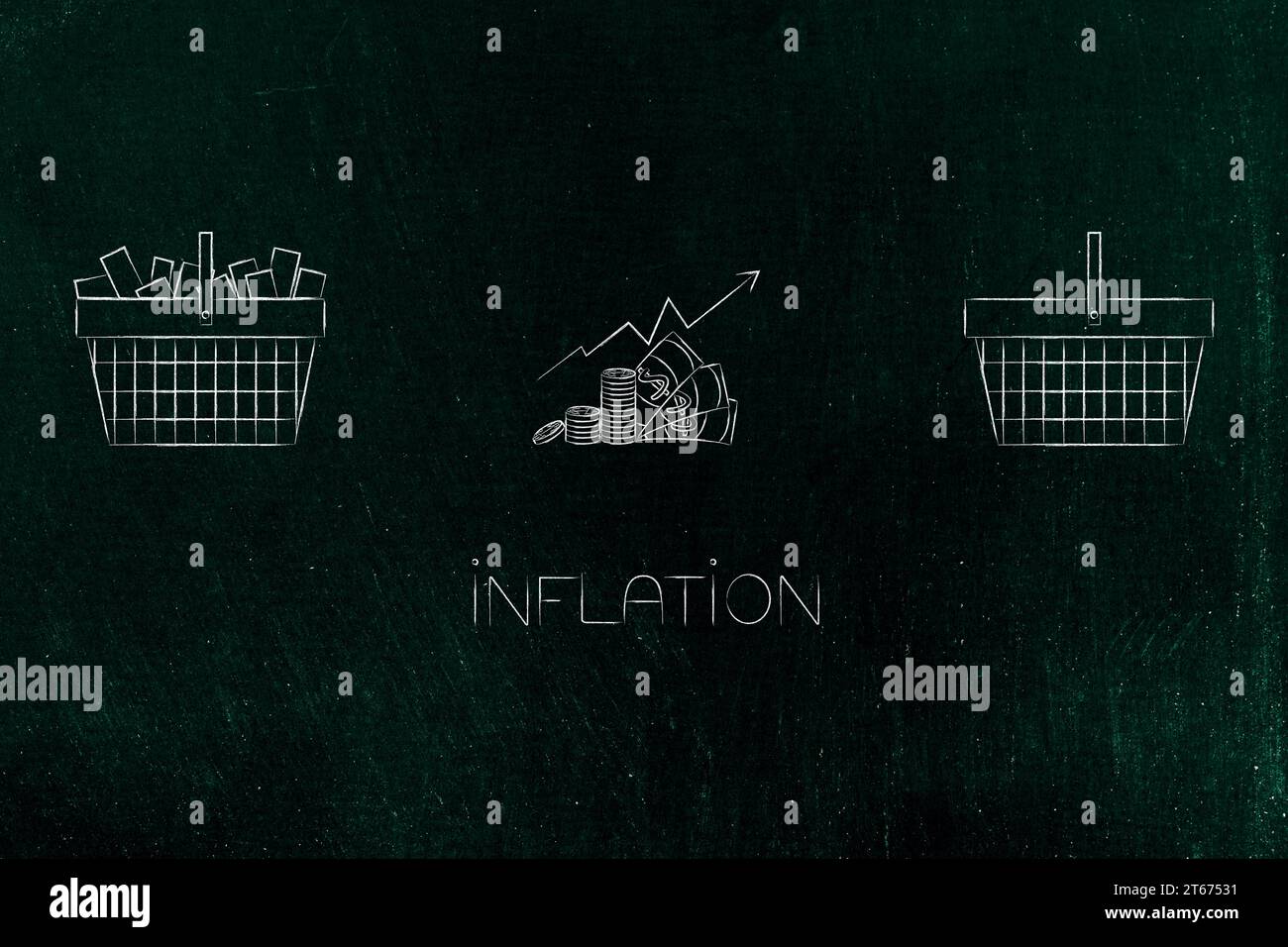 inflation and cost of living conceptual illustration, cash icon with ...