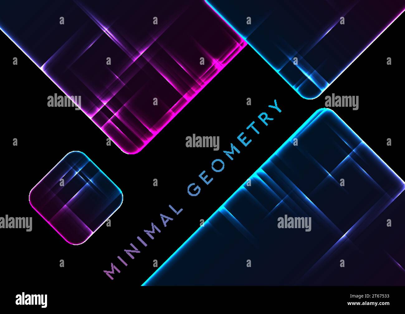 Blue and purple glowing neon squares abstract tech background ...