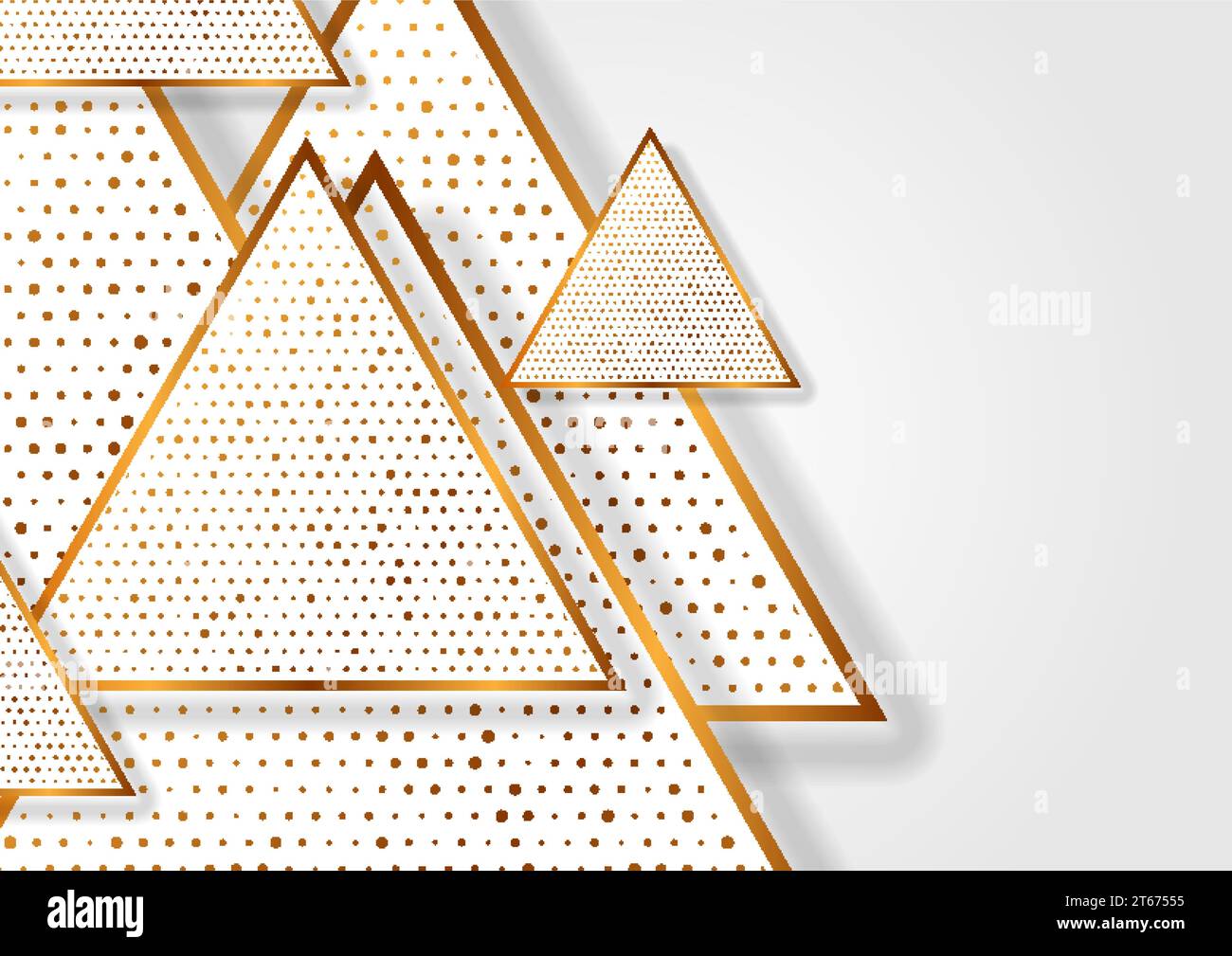 Golden triangles and shiny dots on grey background. Geometric shiny ...