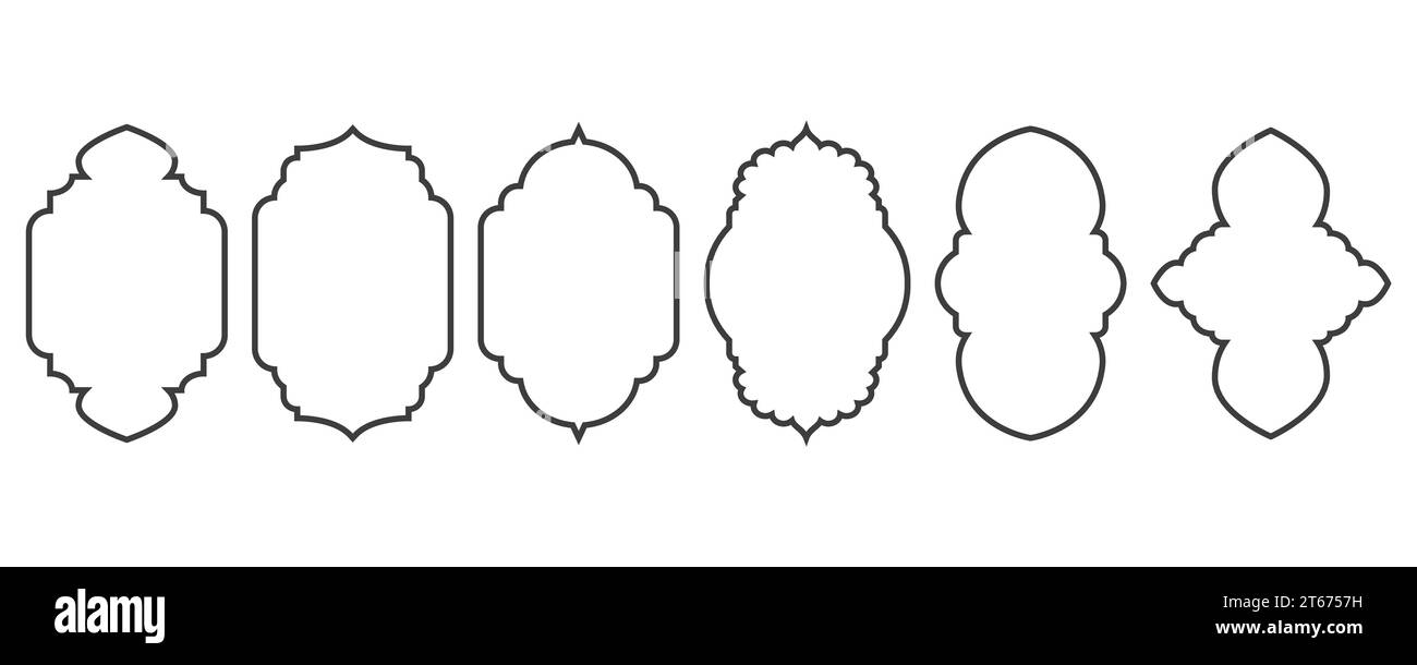 Ramadhan window frame shapes. Vector outline islamic arch and door ...