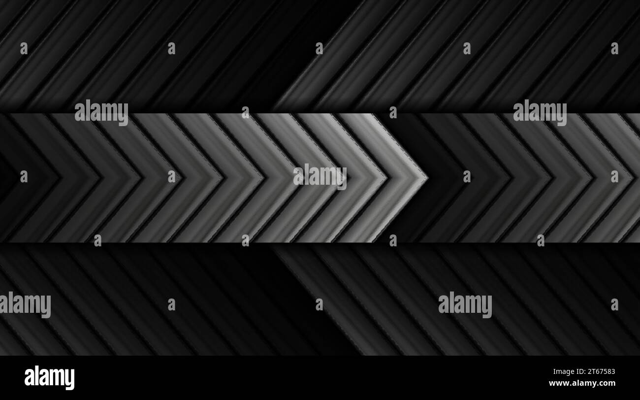 Black glossy and grey silver metallic arrows. Geometric tech abstract ...