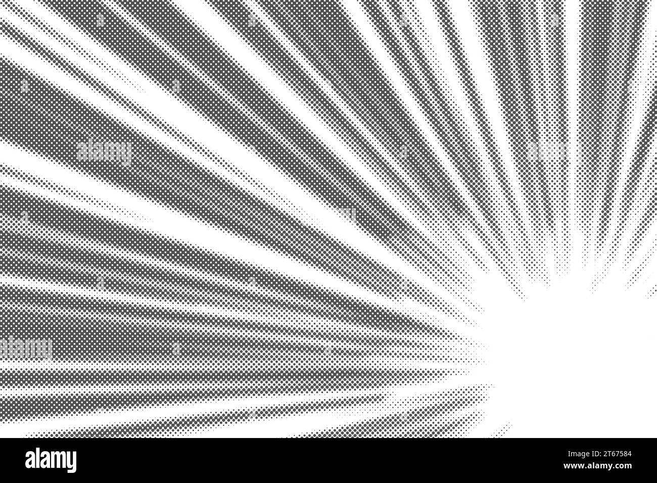 Radial halftone lines background. Comic manga dotted pattern. Cartoon zoom effect with sunrays ...