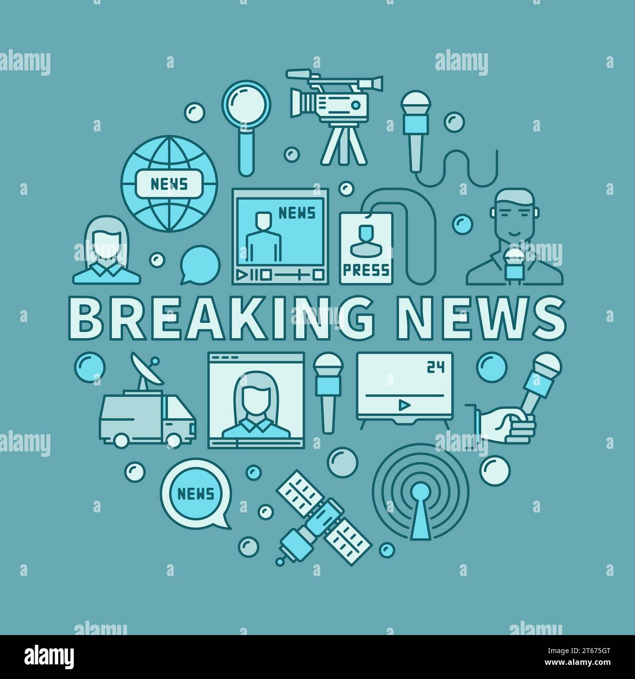 Breaking news concept illustration - vector circular colorful sign made ...