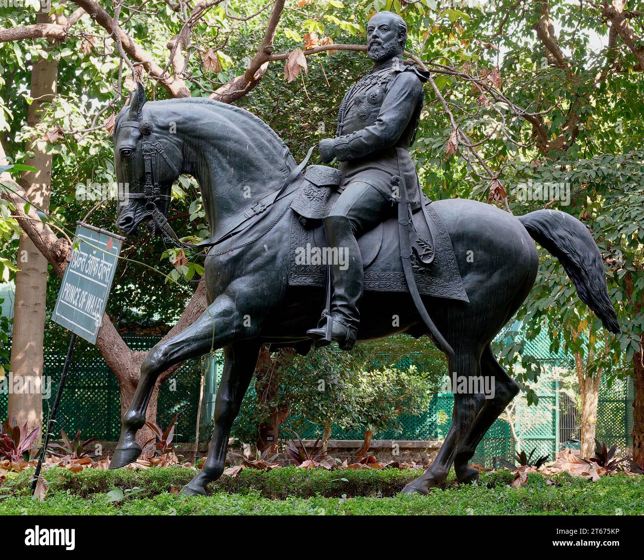 An equestrian statue of the Prince of Wales (later King Edward VII) at ...