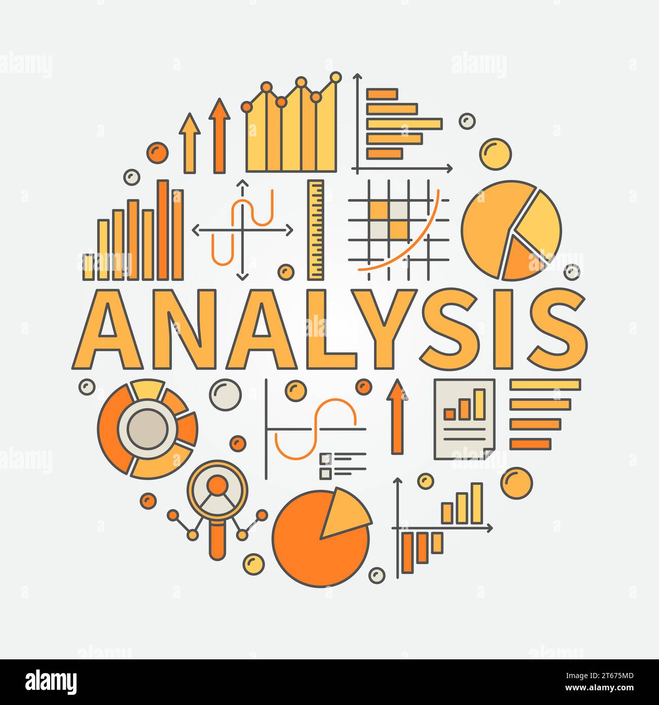 Business analysis illustration. Vector round sign made with colorful ...