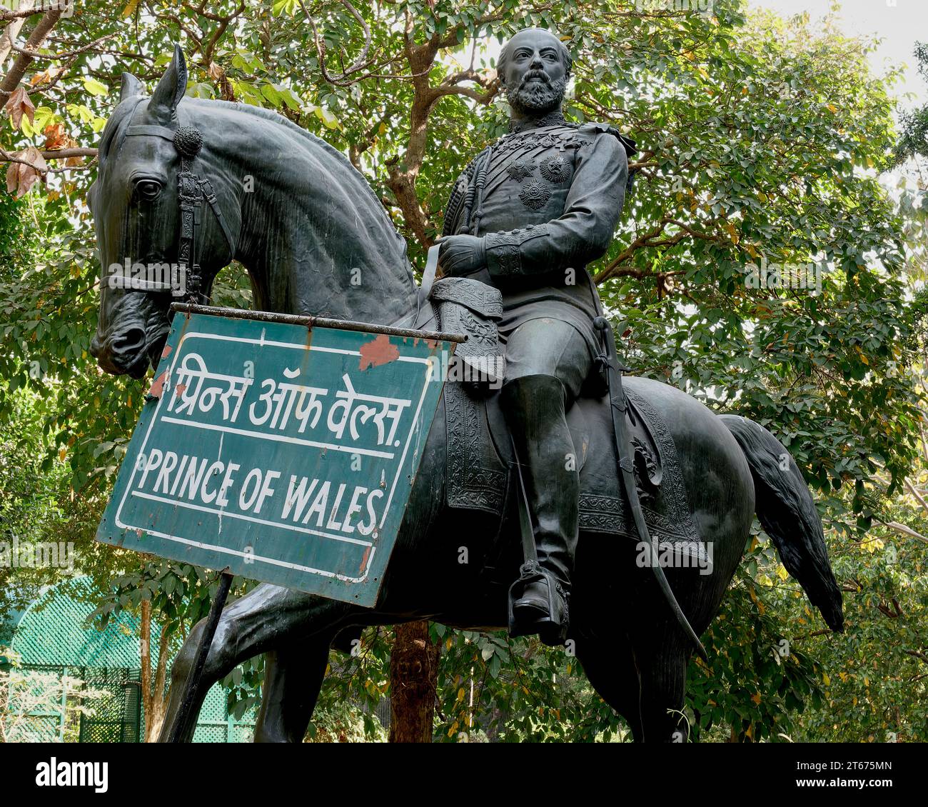 An equestrian statue of the Prince of Wales (later King Edward VII) at ...