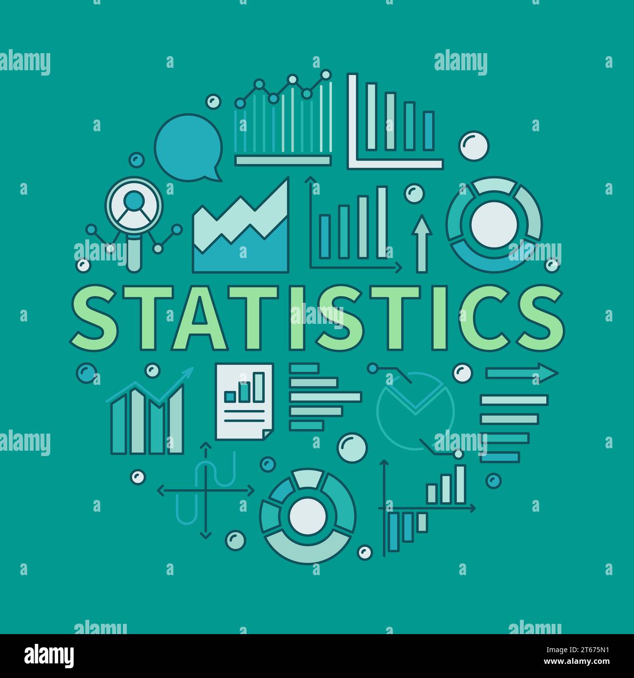 Colorful statistics round illustration - vector circular sign with word ...
