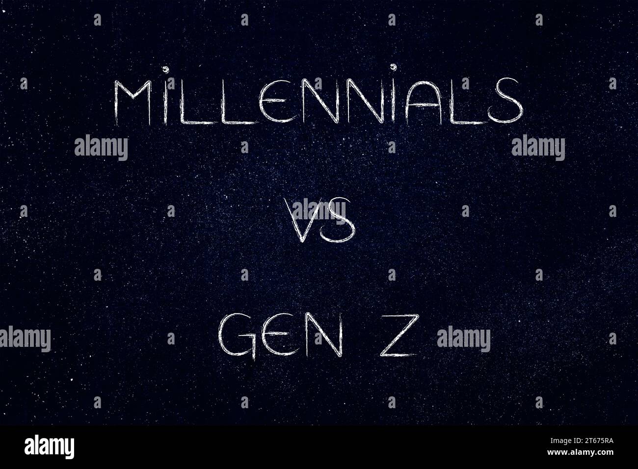 generations in society, millennials vs gen z text Stock Photo - Alamy