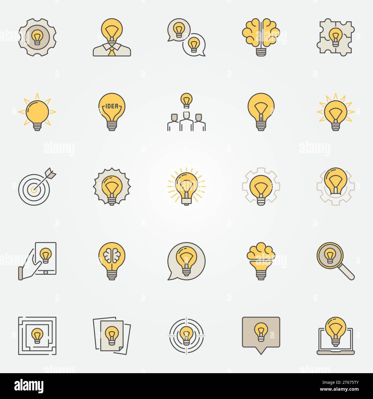 Idea colorful icons set - vector concepts and ideas creative symbols or ...