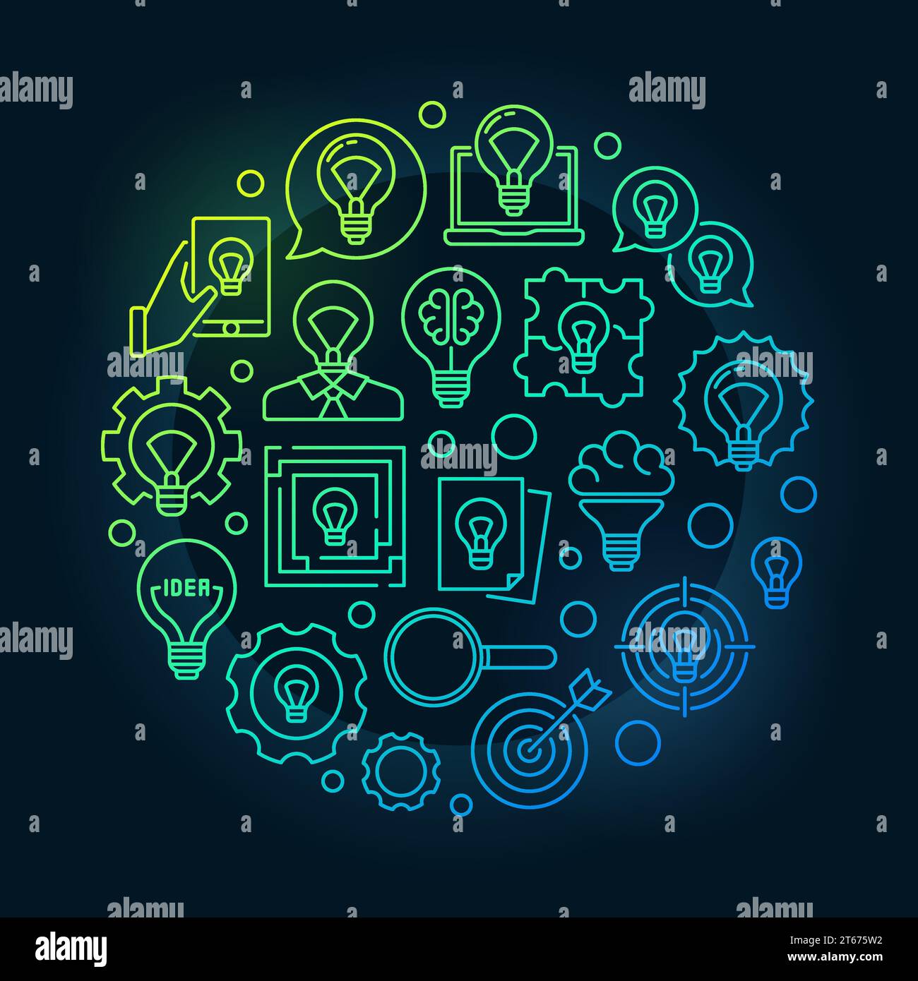 Idea circular bright illustration - vector concepts and ideas outline ...