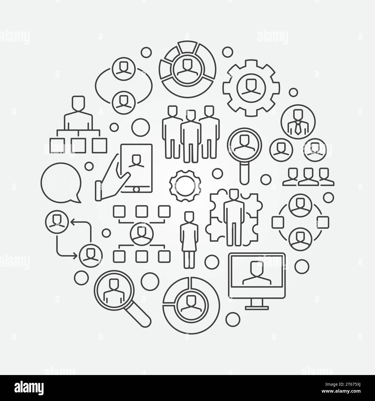 Human resources thin line illustration - vector HR concept circular ...