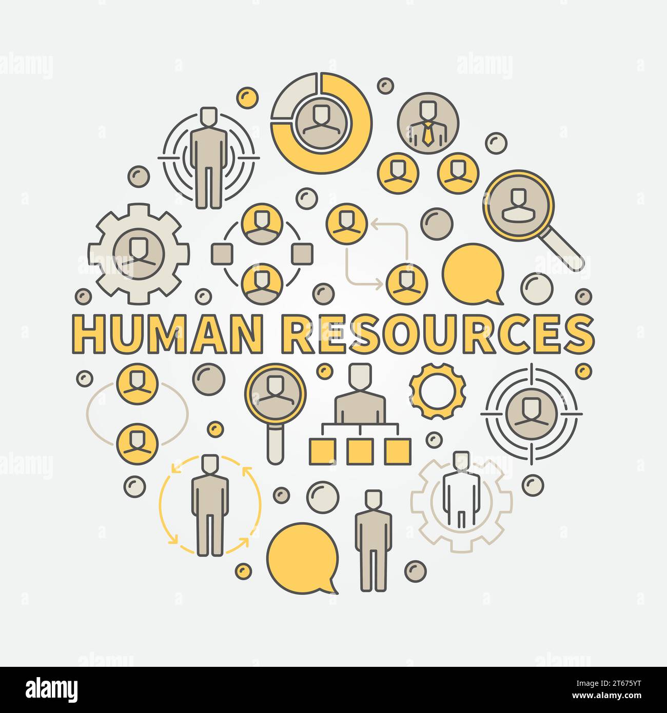 HR colorful illustration - vector round creative sign made with phrase ...