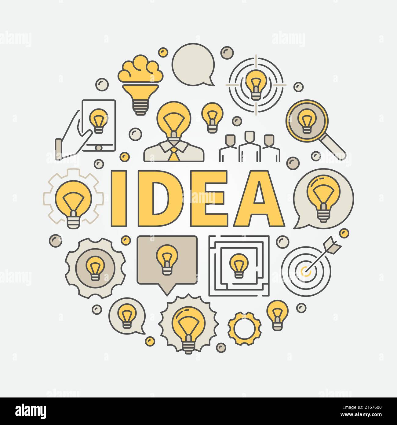 Idea round colorful illustration. Vector creative modern sign made with ...