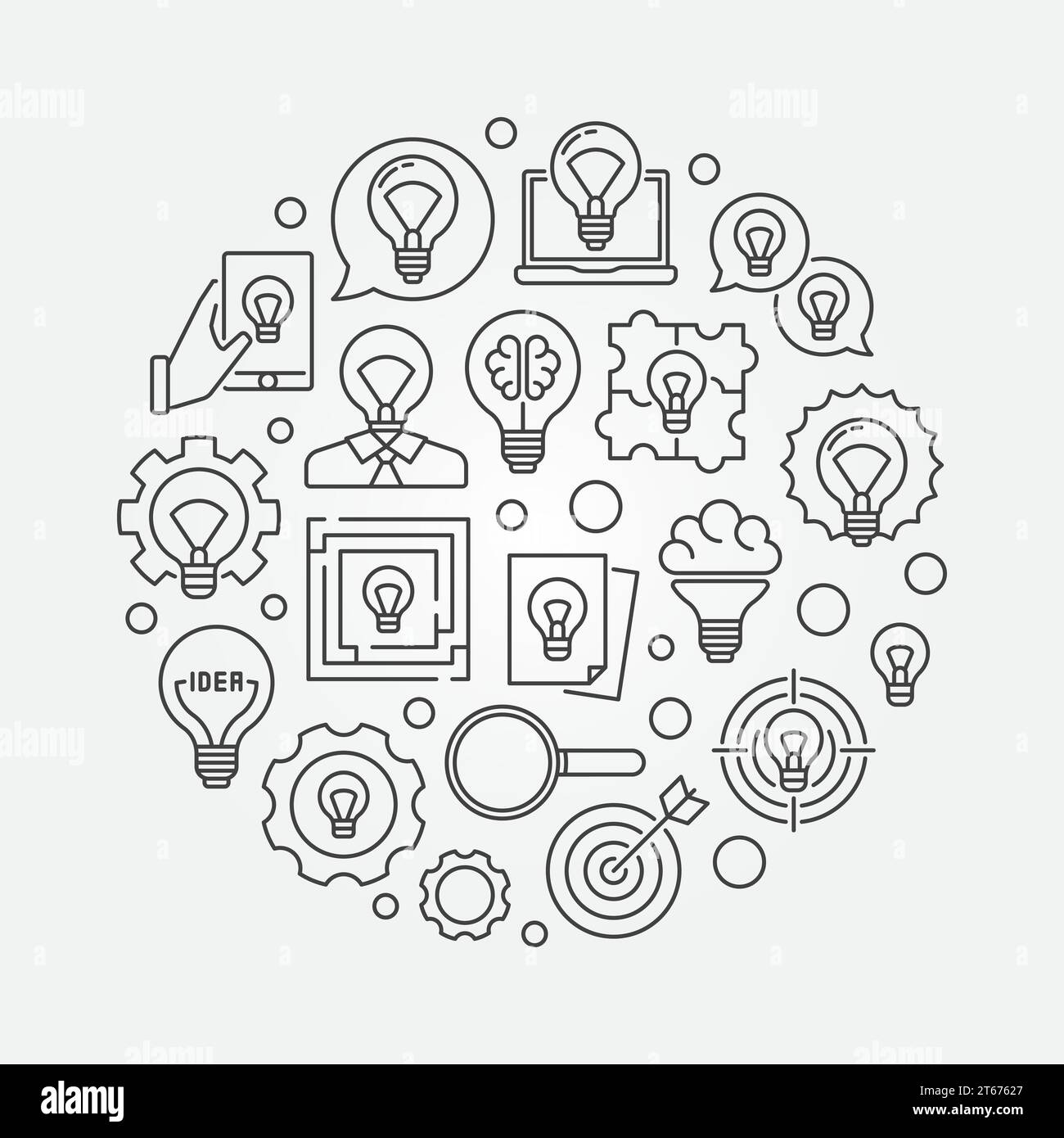 Idea circular illustration - vector concepts and ideas outline symbol ... Idea circular illustration - vector concepts and ideas outline symbol ...