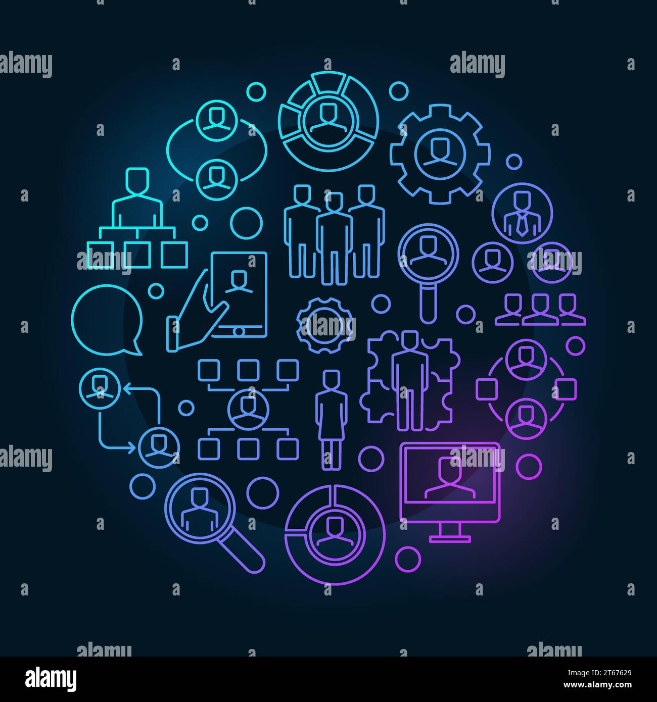 Human resources colorful linear illustration - vector HR concept ...