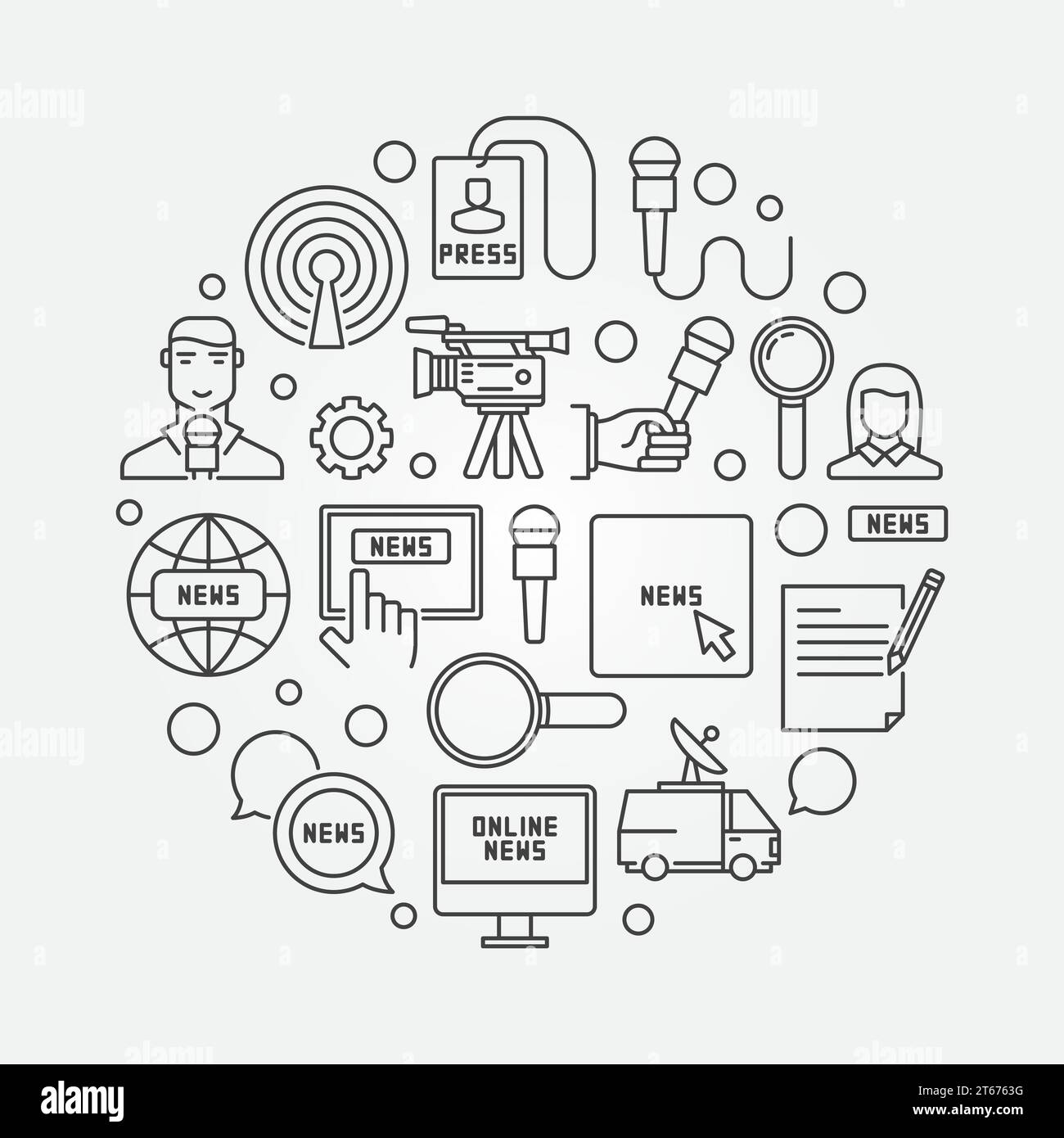 News circular outline illustration - vector round sign made with ...