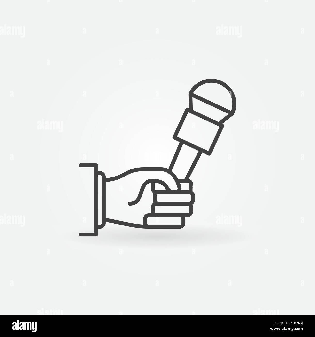 Hand holding microphone icon. Vector interview or news concept symbol ...