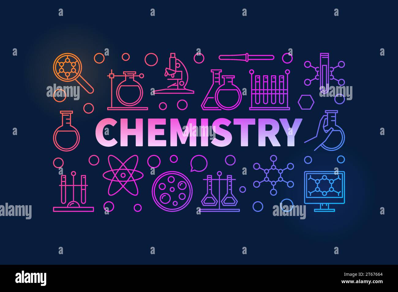 Chemistry colorful illustration - vector creative science background ...