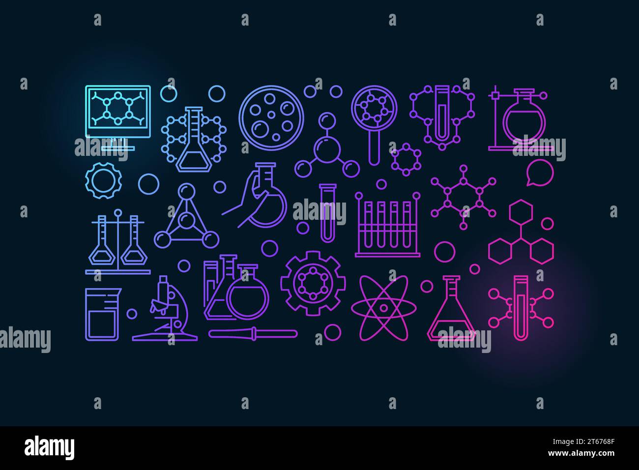 Colorful chemistry banner - vector illustration made with laboratory ...