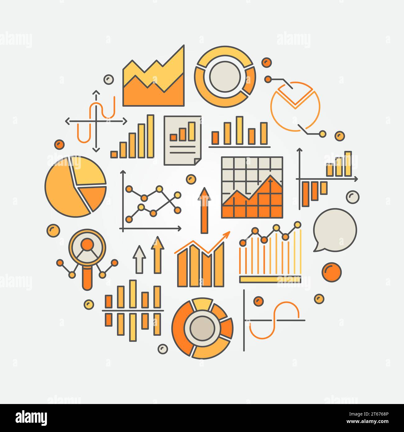 Statistics and data analysis colorful illustration - vector circular ...