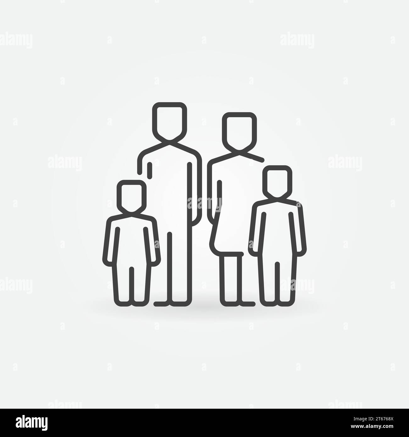 Family with two children icon - vector concept symbol or logo element ...