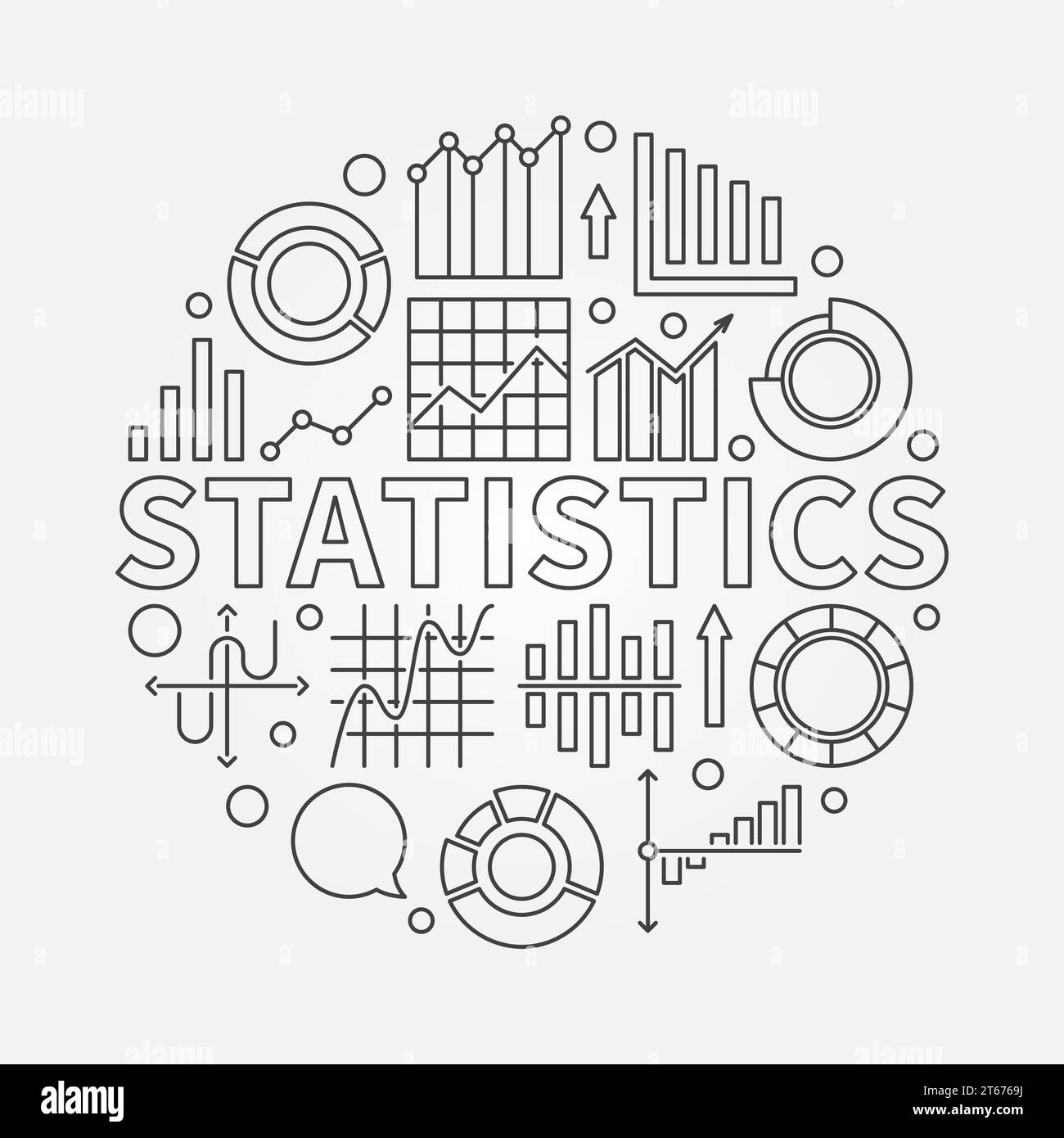Statistics outline illustration - vector round concept symbol made with ...
