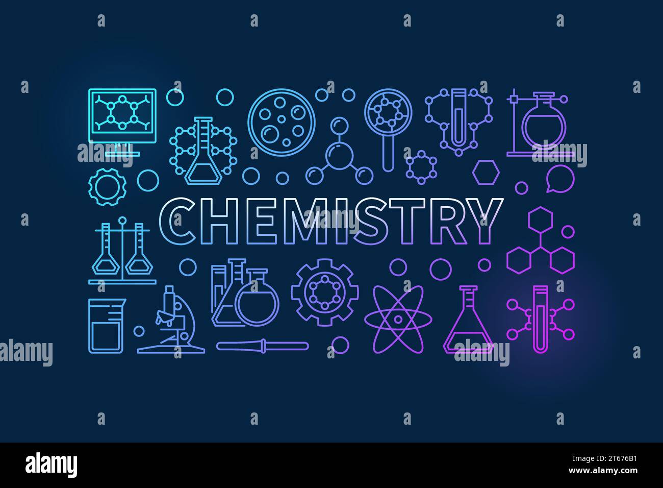 Chemistry outline background. Vector blue education and science ...