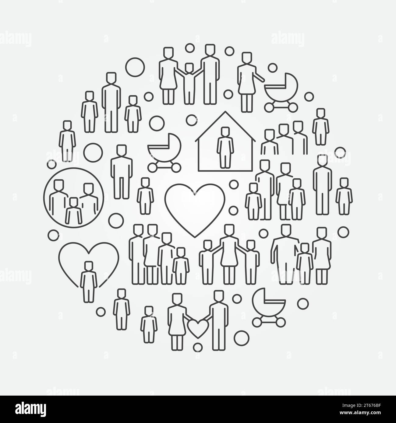 Parents and family concept illustration. Vector circular outline symbol ...