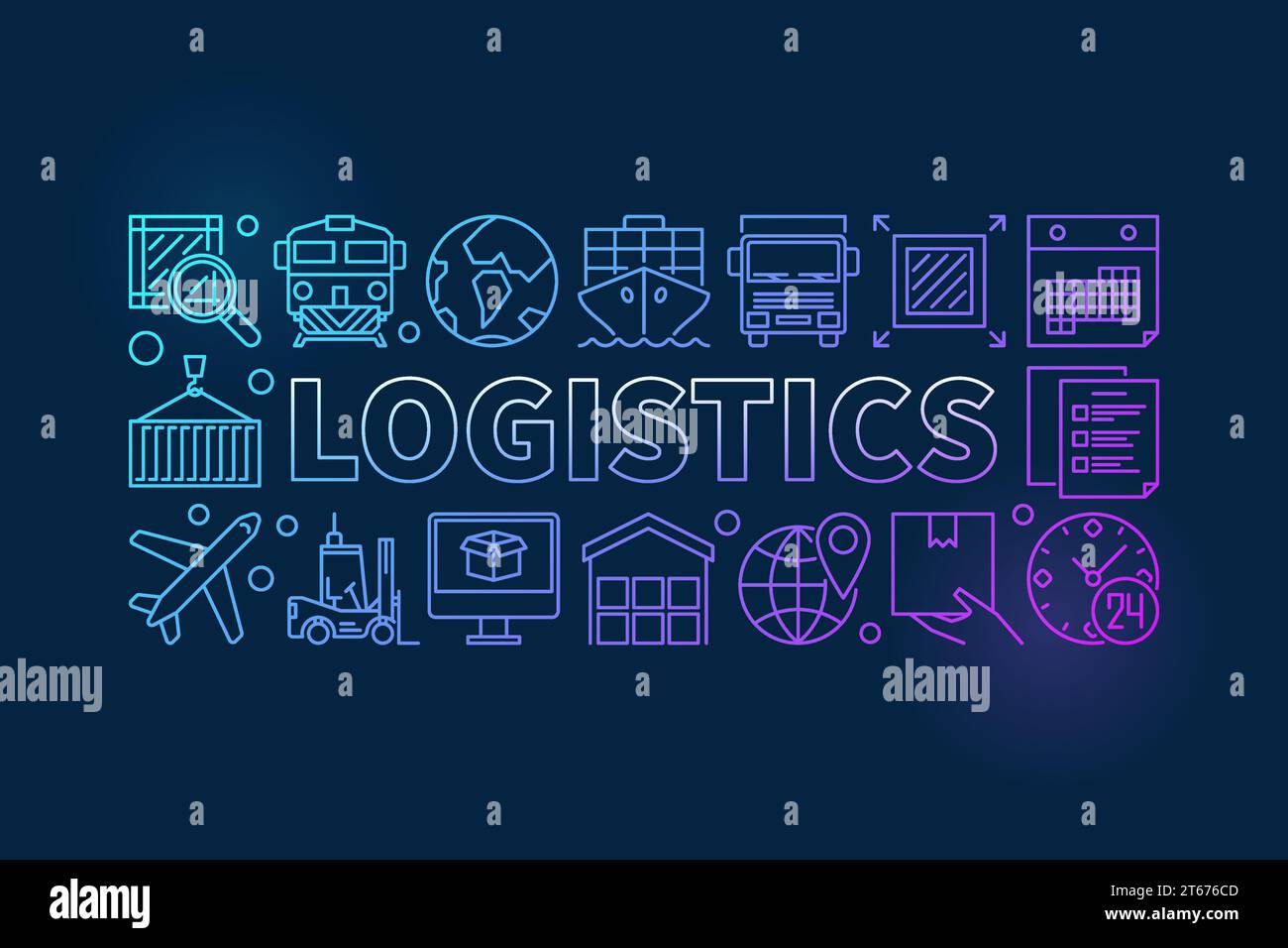 Logistics colorful illustration. Vector modern banner made with word ...