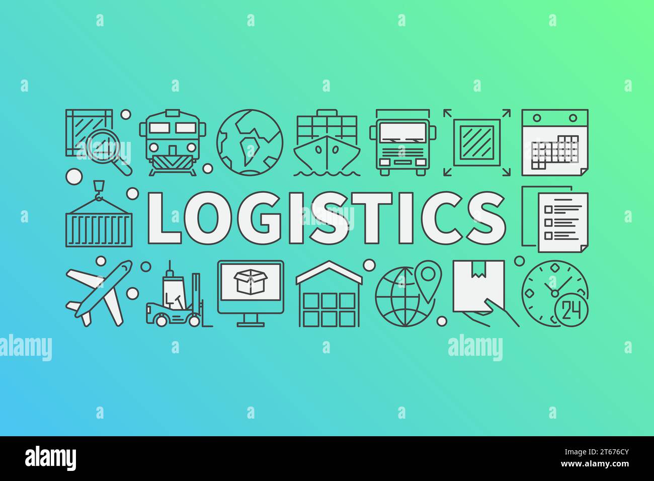 Logistics concept illustration. Vector creative banner made with word LOGISTICS and ...
