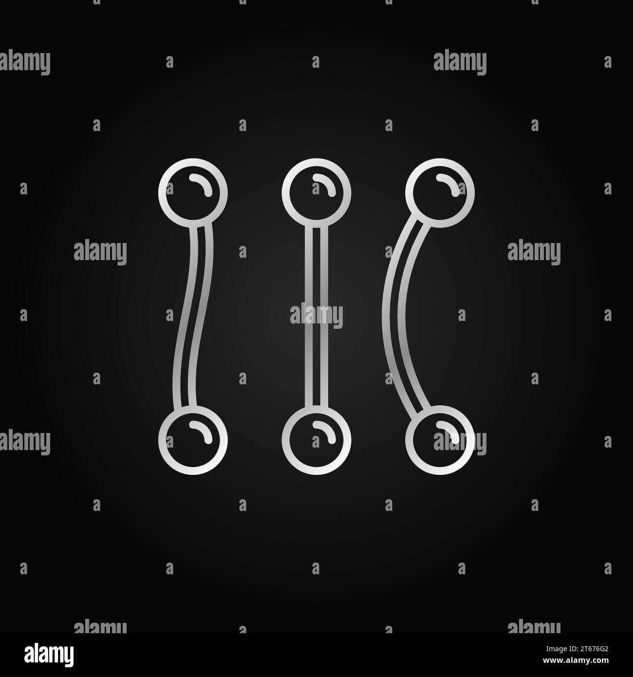 Piercing barbells vector silver icon or logo element in outline style ...
