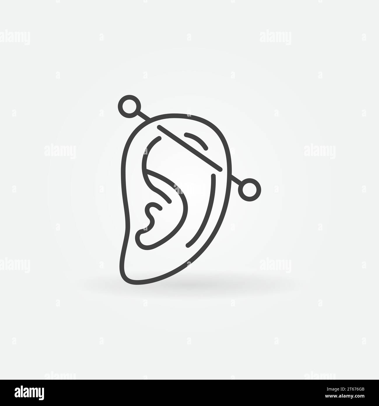 Ear piercing outline icon. Vector human ear with piercing simple linear ...