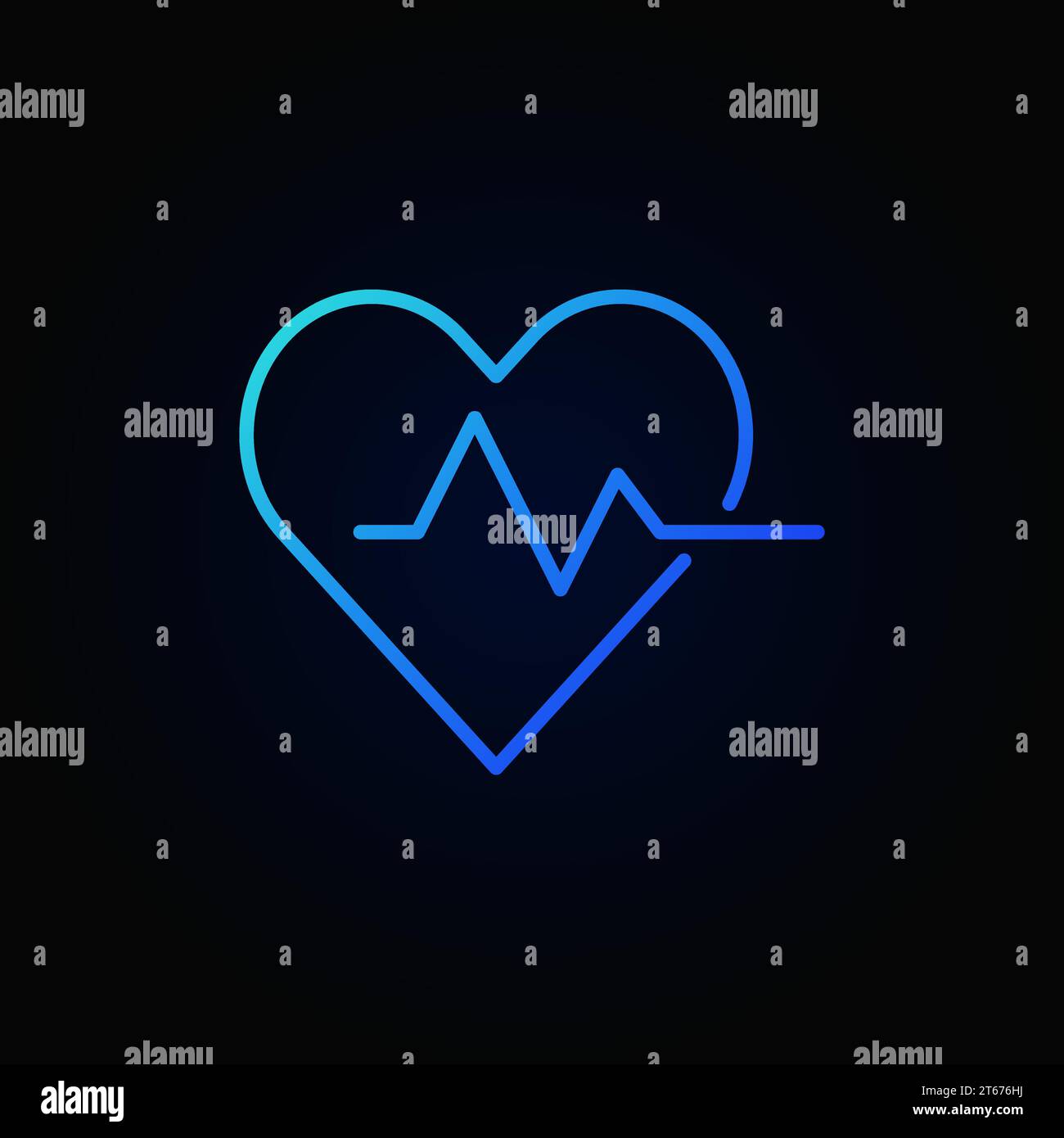 Heart cardiogram blue icon - vector heartbeat sign in thin line style ...