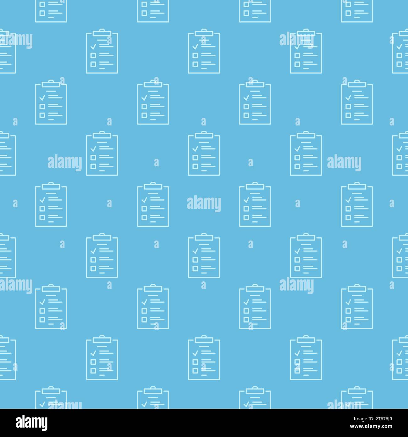 Checklist blue vector seamless pattern or background in thin line style ...
