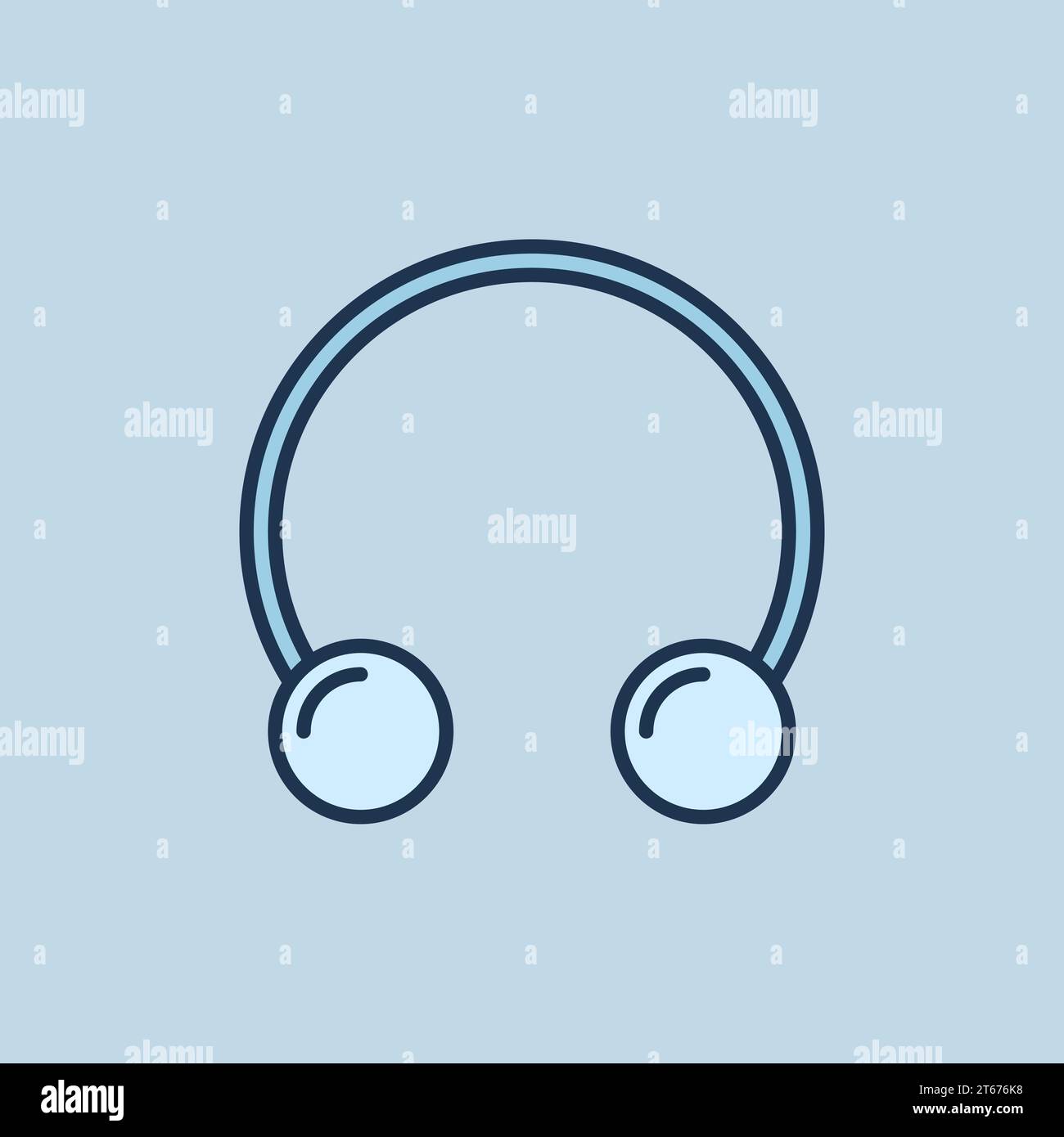 Circular barbells horseshoe blue icon. Vector piercing ring concept ...